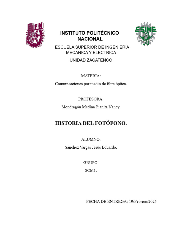 Historia del Fotófono en Comunicaciones | PDF