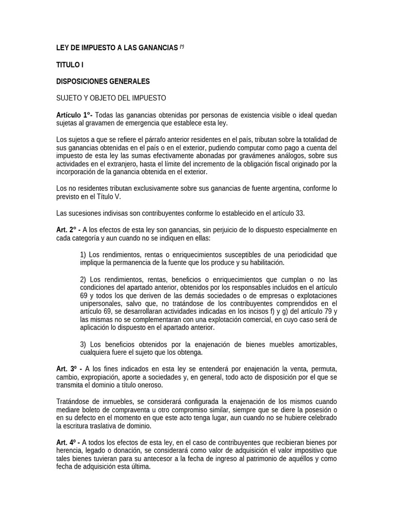 Ley De Impuesto A Las Ganancias Pdf Impuestos Seguro 0600