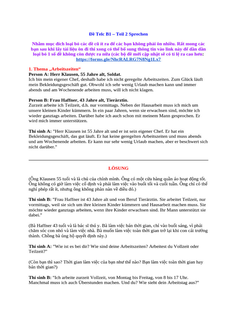 B1 Telc Sprechen Teil 2 | PDF