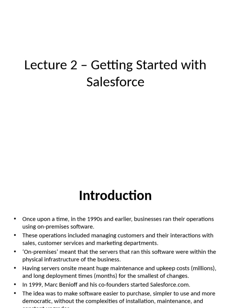 2-Lecture 2 – Getting Started with Salesforce-18-07-2024 | PDF | Cloud Computing | Customer ...