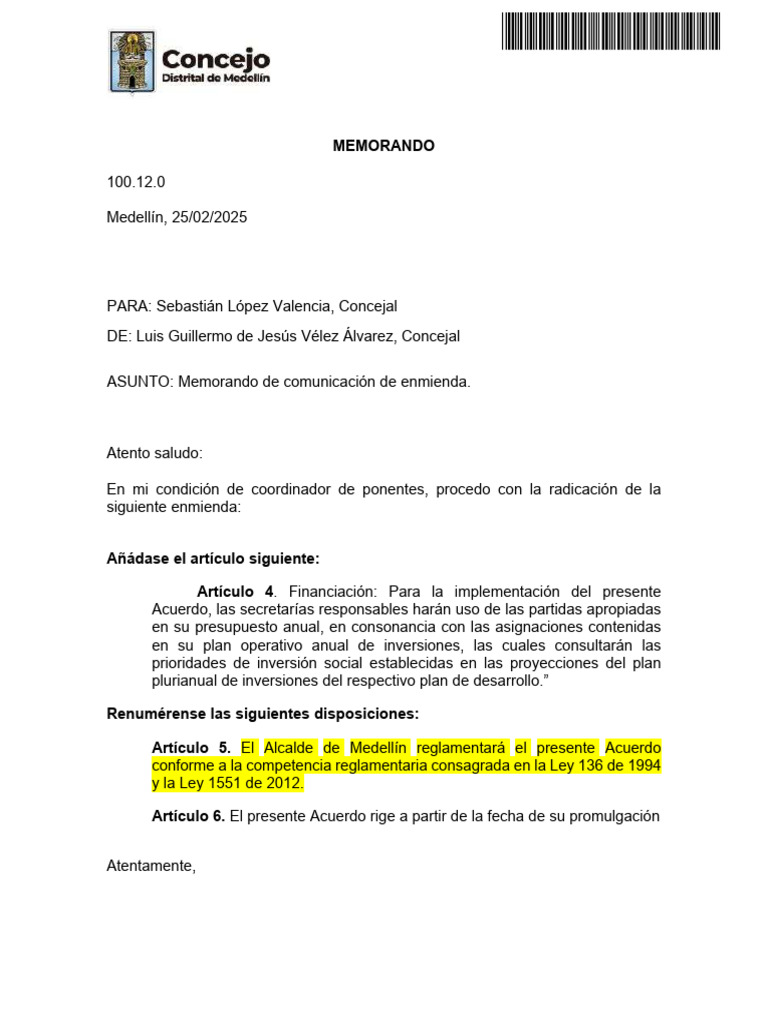 Enmienda SD Luis Vélez PA 27 2024 | PDF