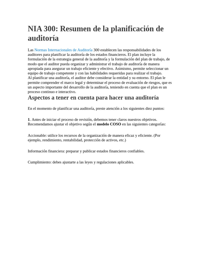 Resumen Nia 300 | PDF