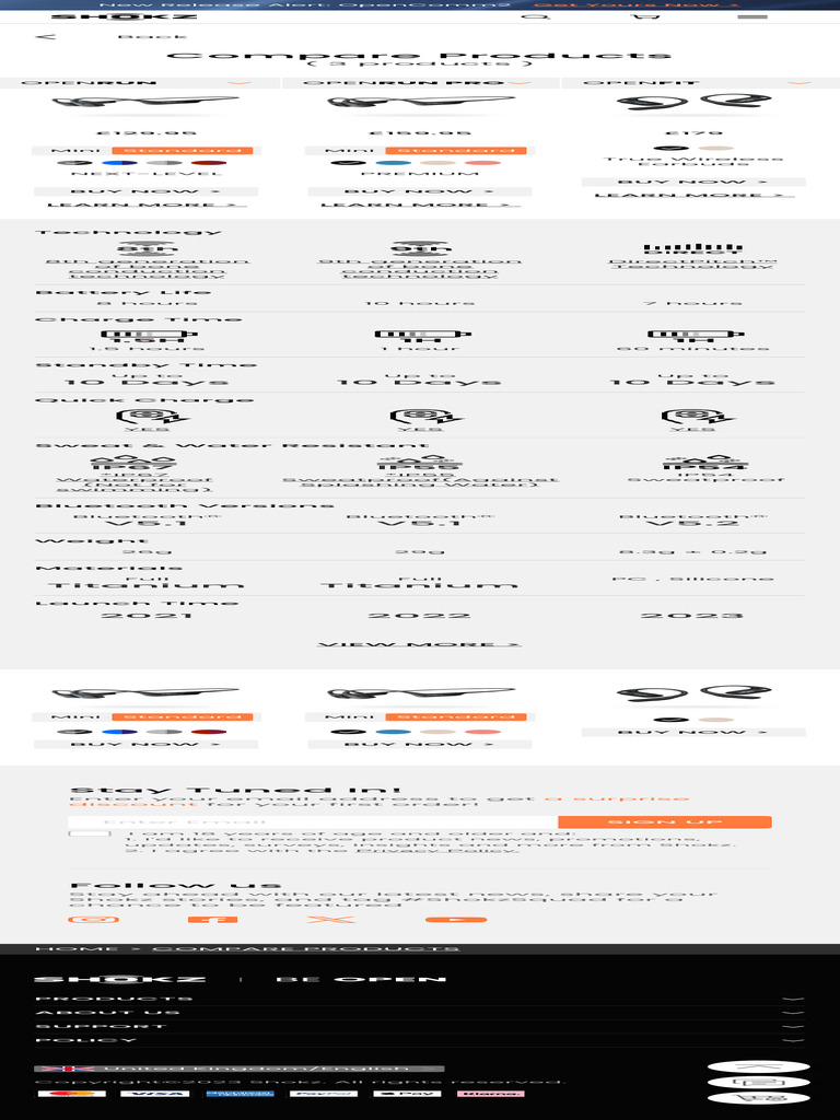 Compare Shokz Different Models | PDF
