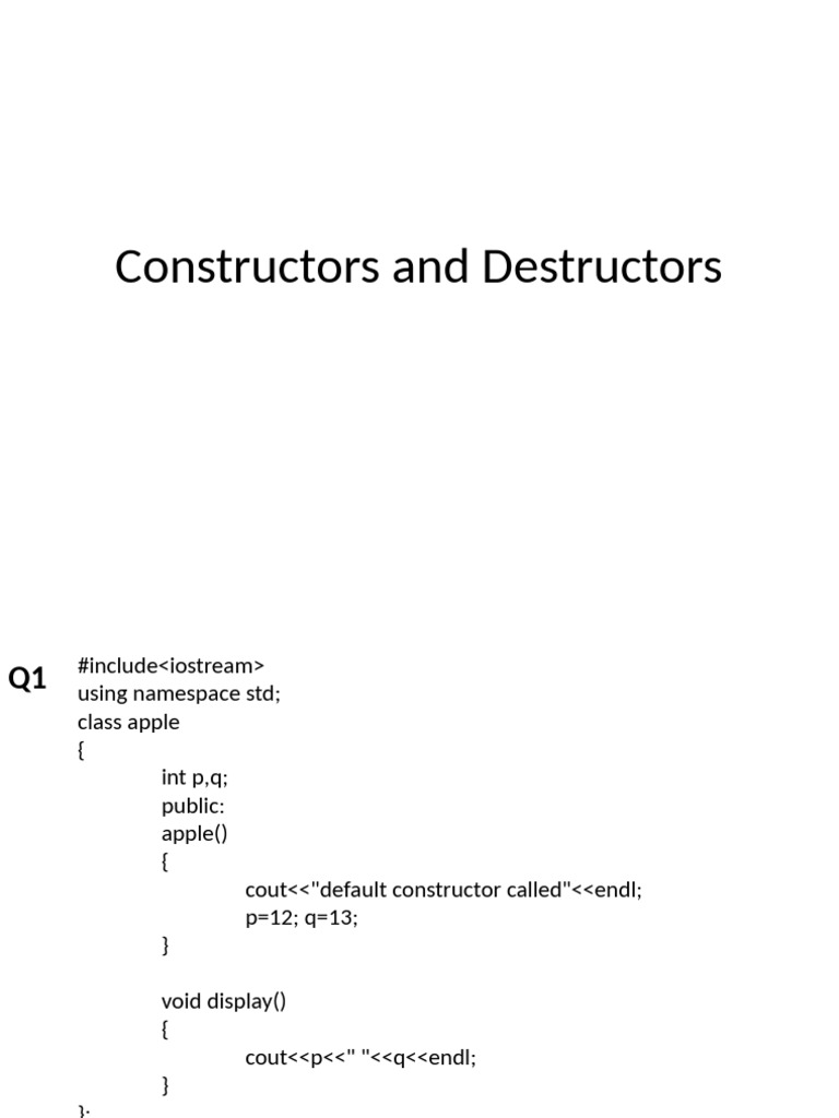 Understanding Constructors and Destructors | PDF | Computer Programming | C++