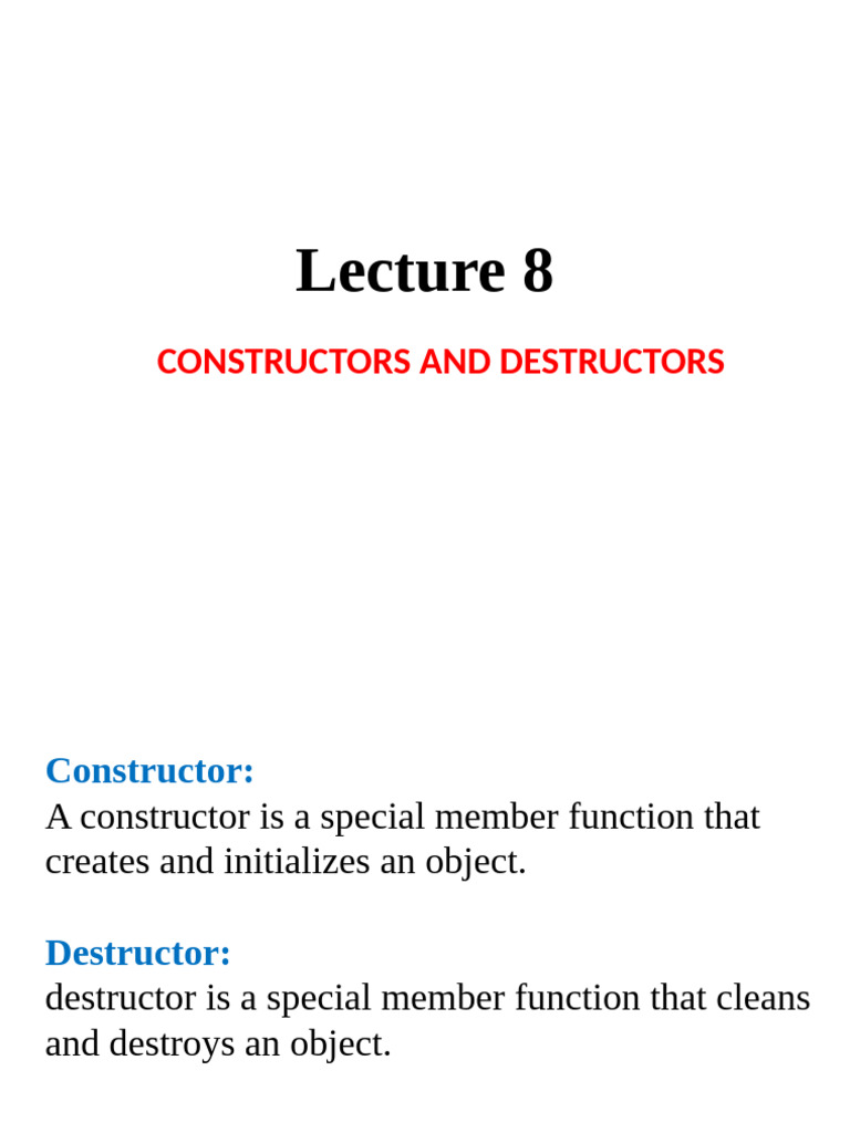 Understanding Constructors and Destructors | PDF | Constructor (Object Oriented Programming ...