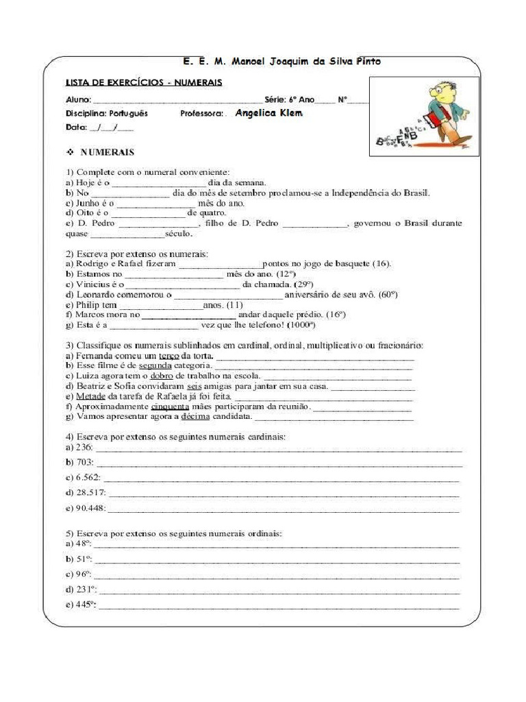 Atividades Numerais | PDF