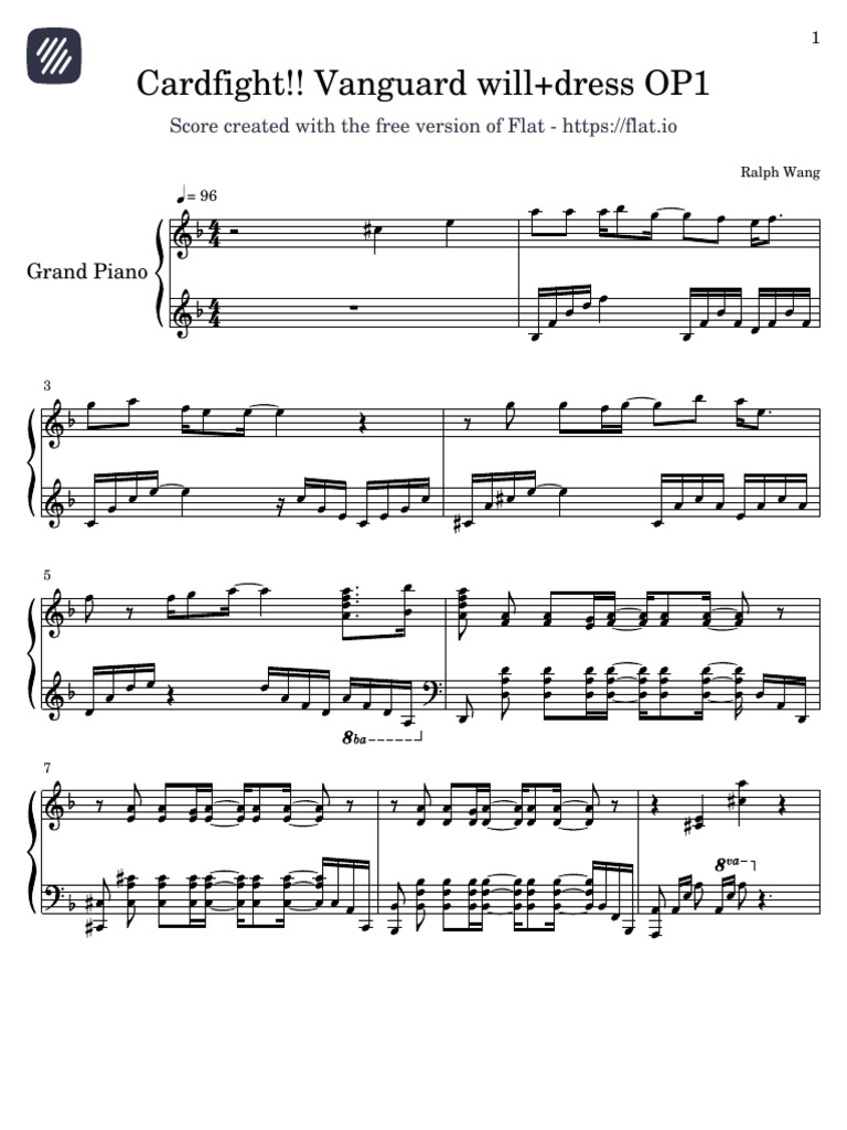 Grand Piano Score for Cardfight!! Vanguard | PDF
