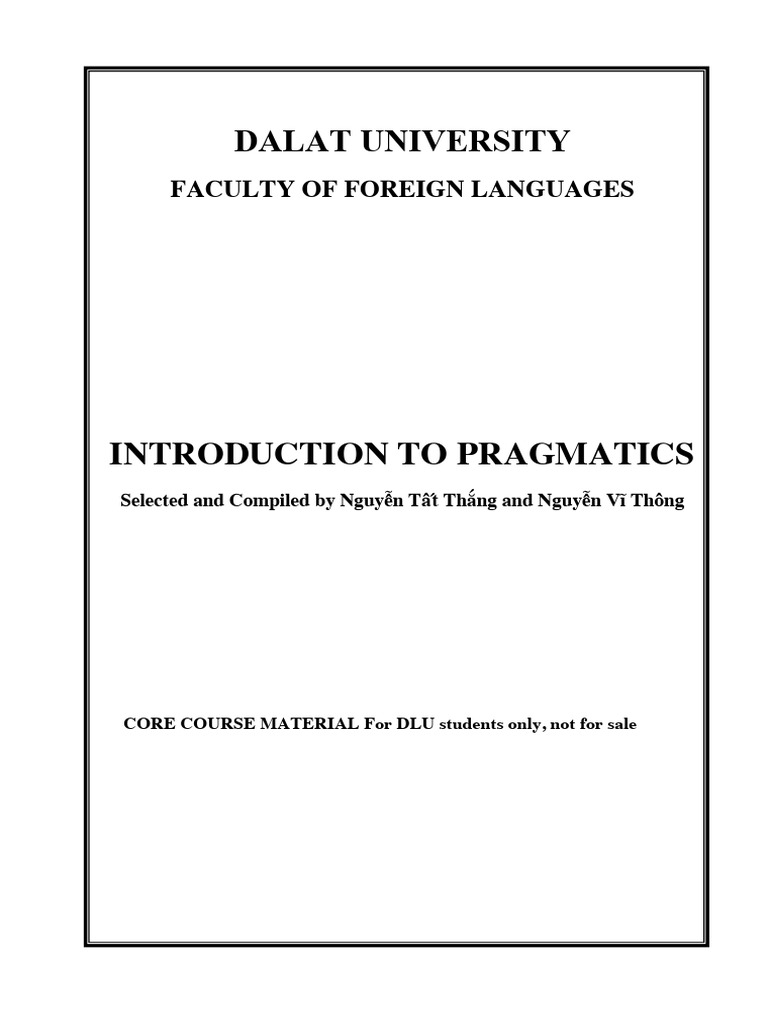 Pragmatics - Core Course 2022 | PDF