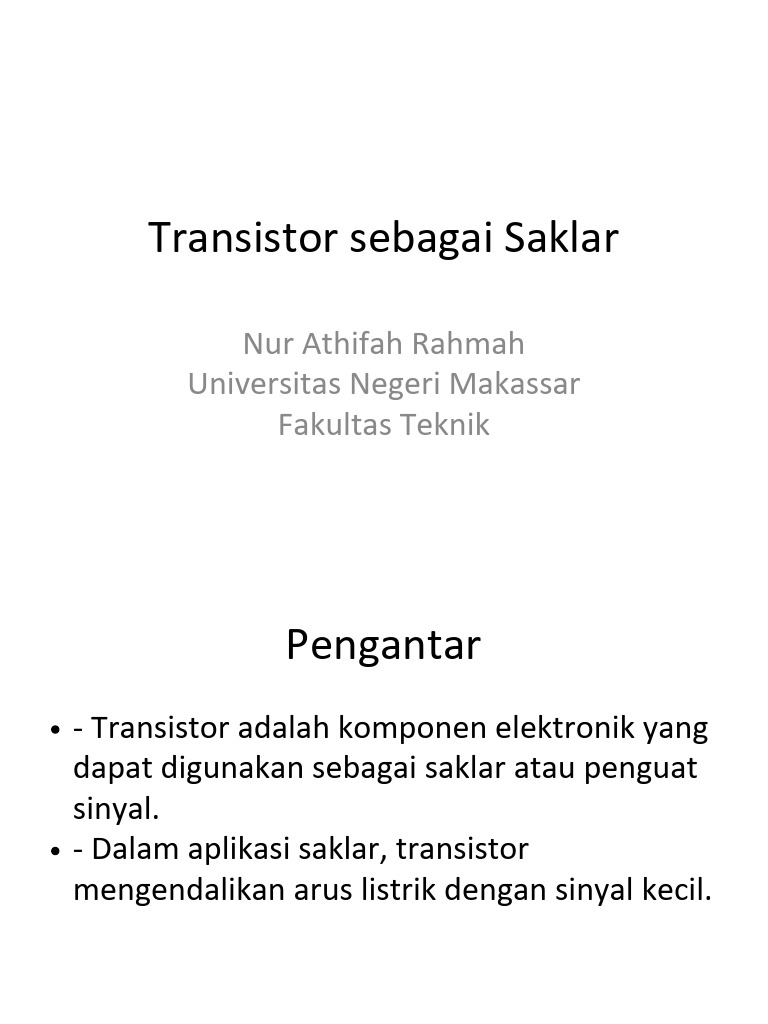 Transistor Sebagai Saklar - PPTX 20250228 123635 0000 | PDF