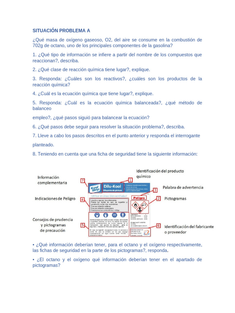 Combustión de Octano y Reacciones Químicas | PDF | Oxígeno | Dióxido de ...