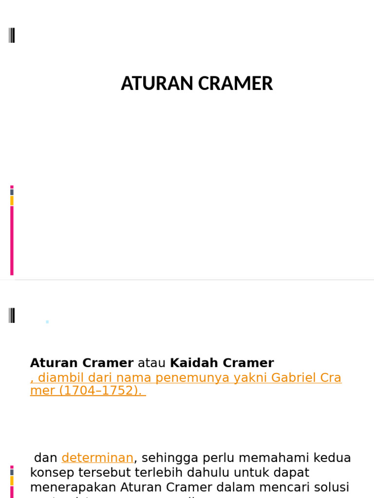 Aturan Cramer untuk Sistem Persamaan Linear | PDF
