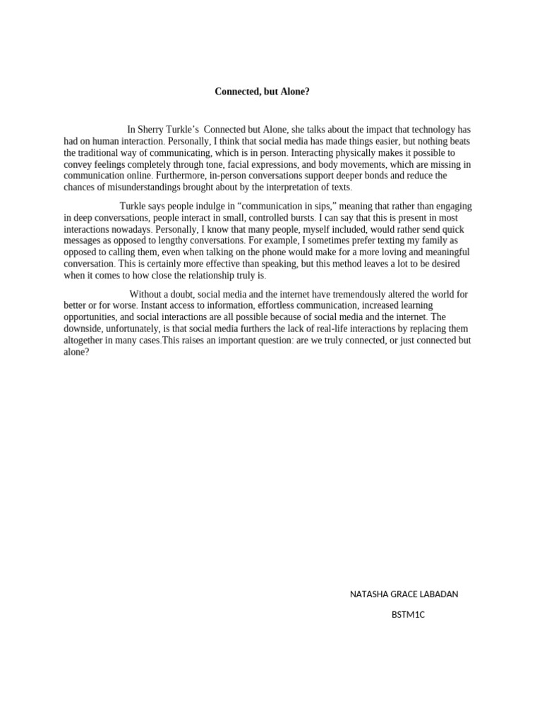 Connected But Alone | PDF