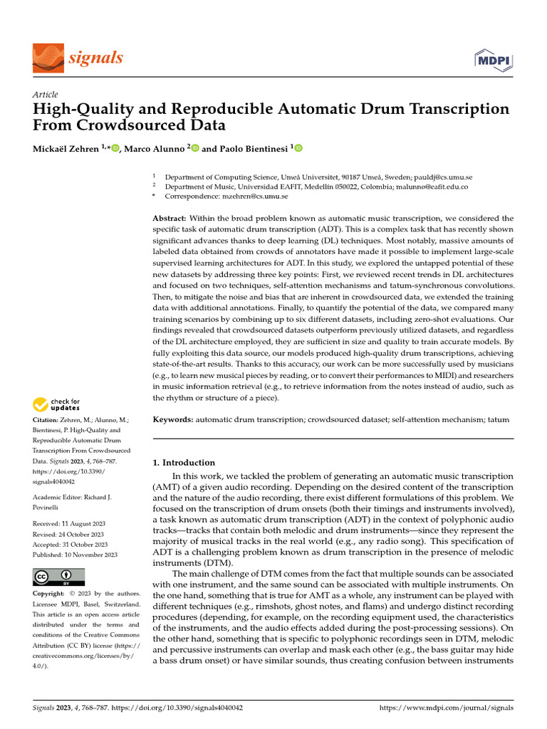 High-Quality and Reproducible Automatic Drum Transcription | PDF | Deep Learning | Sampling ...