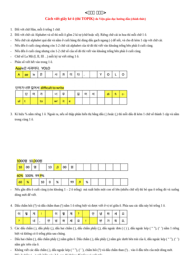 Cách viết giấy kẻ ô | PDF