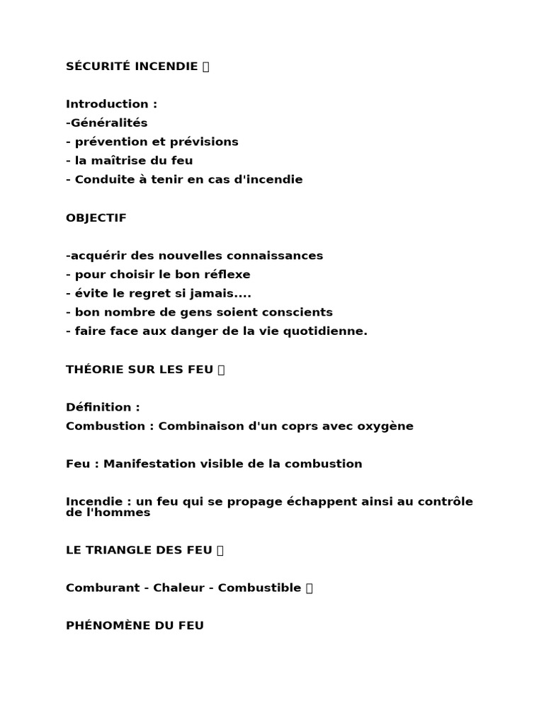 Secourisme - SÉCURITÉ INCENDIE ? | PDF | Feu | La combustion