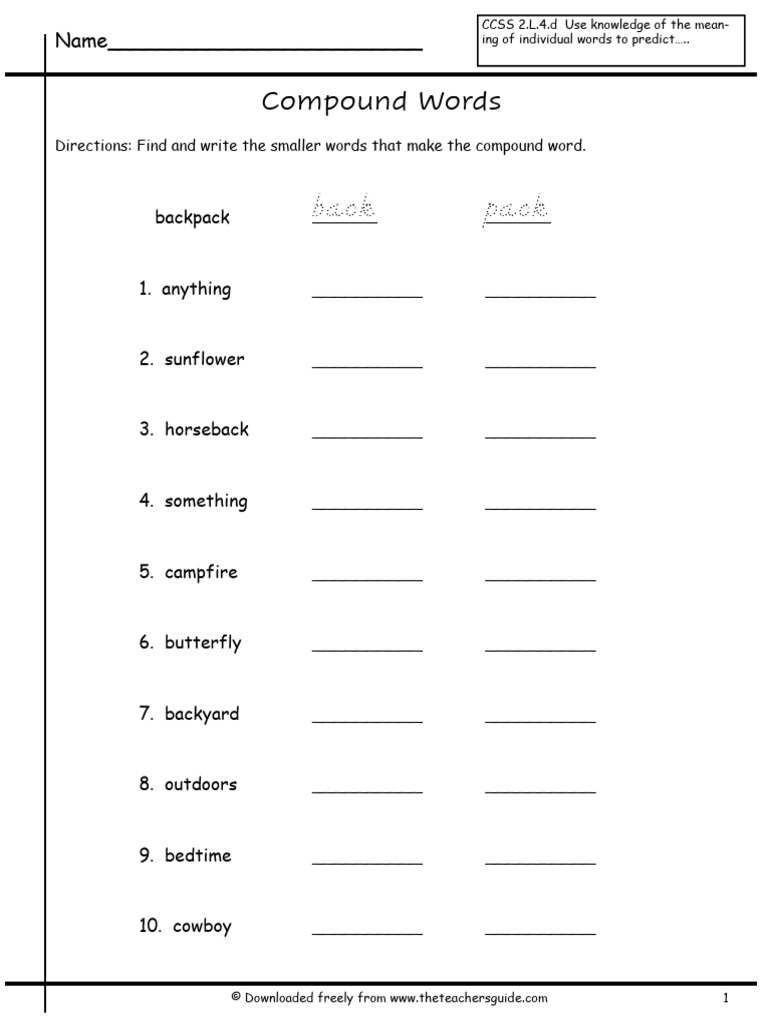 Compound Words Worksheet | PDF