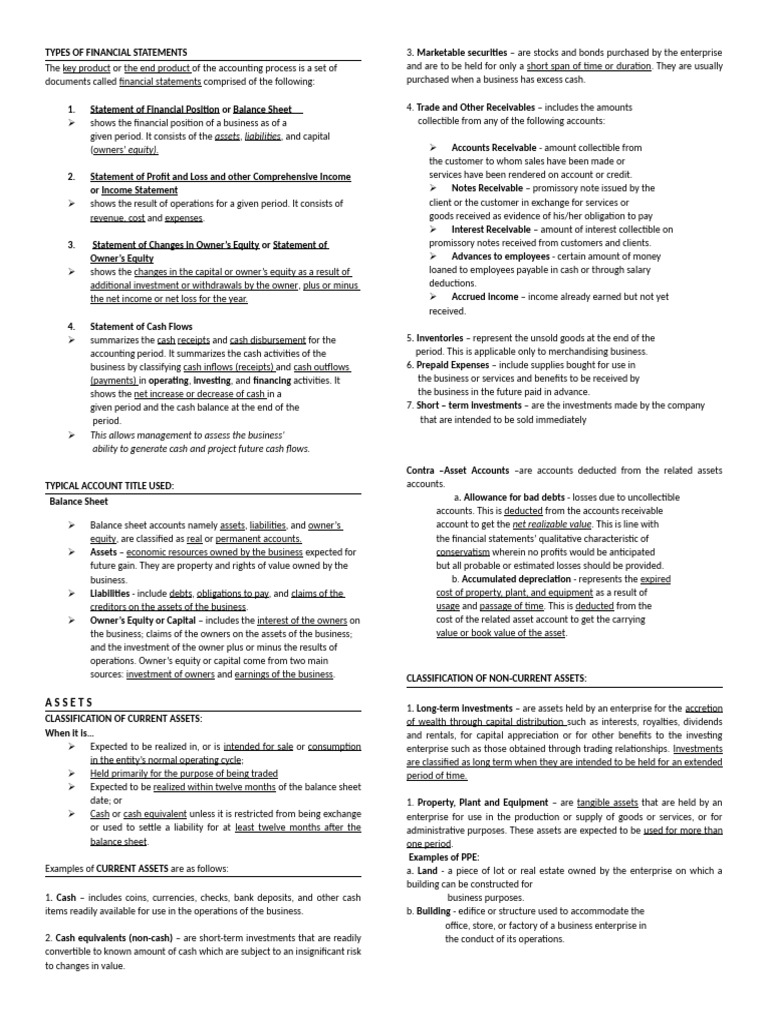 Understanding Financial Statements Types | PDF | Debits And Credits ...