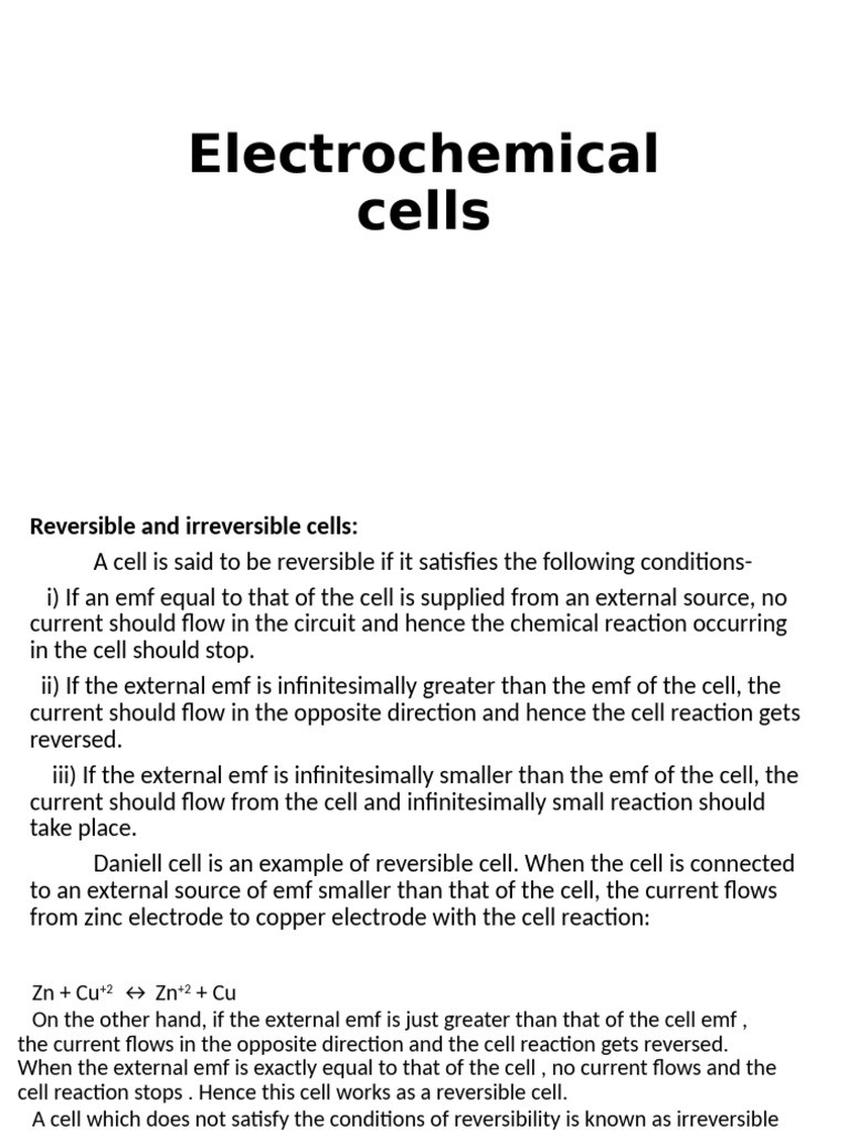 Electrochemical Cells | PDF | Electrochemistry | Ion