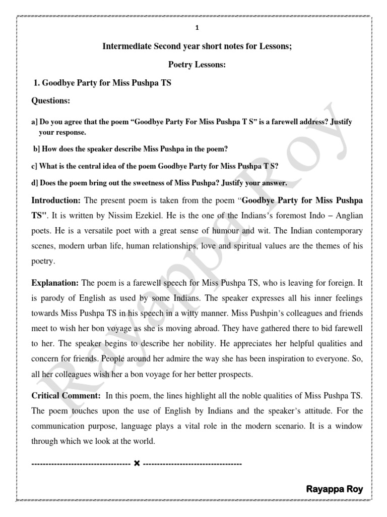 Intermediate Second Year Short Notes For Lessons PDF | PDF | Bertrand ...