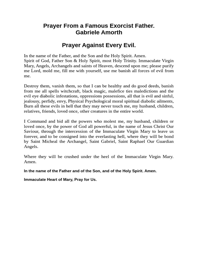 Prayer From A Famous Exorcist Father | PDF