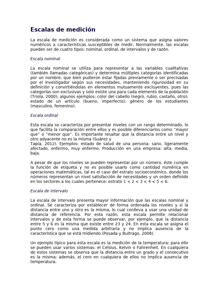 Tipos de escalas de medición en estadística | PDF | Nivel de medida