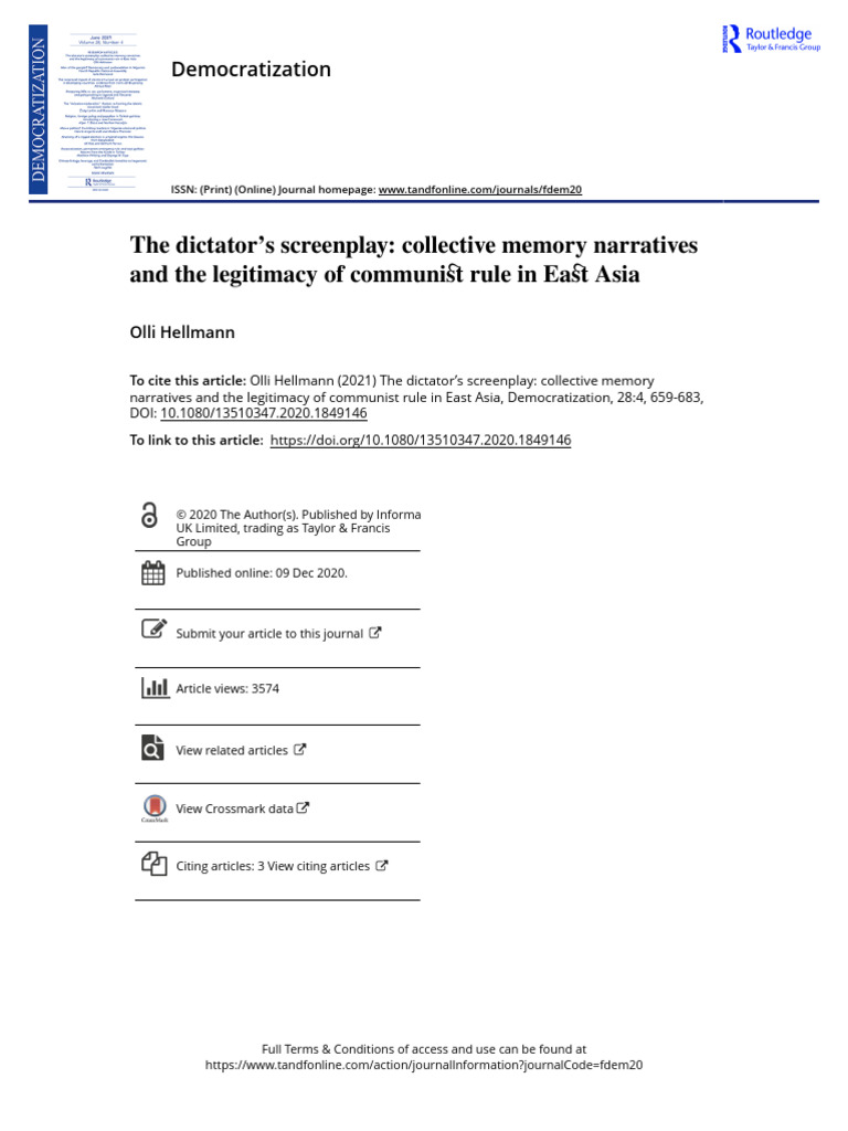 The Dictator S Screenplay Collective Memory Narratives and The Legitimacy of Communist Rule in ...