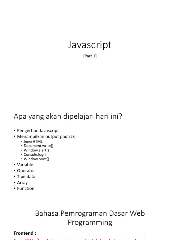 Materi 6 - Javascript[Part 1] | PDF