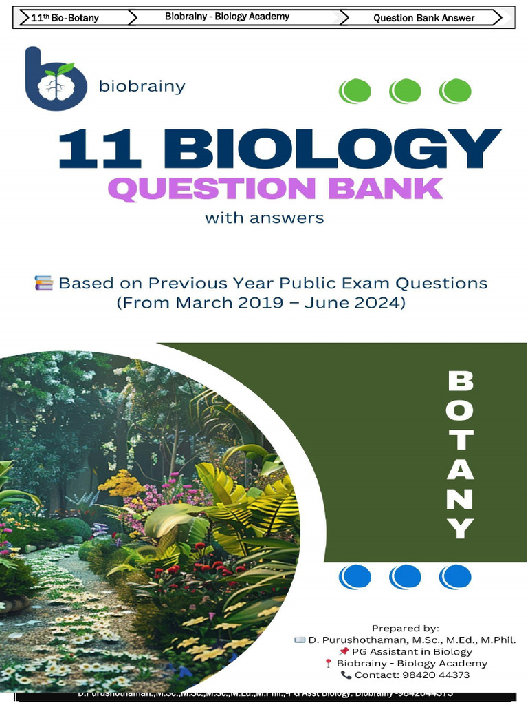 Botany Question Bank for 11th Grade | PDF | Plant Stem | Ploidy
