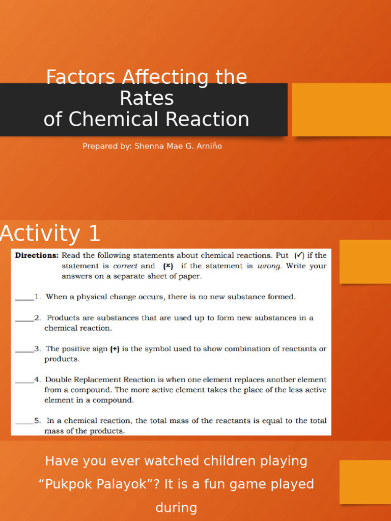 Factors Affecting Chemical Reaction | PDF