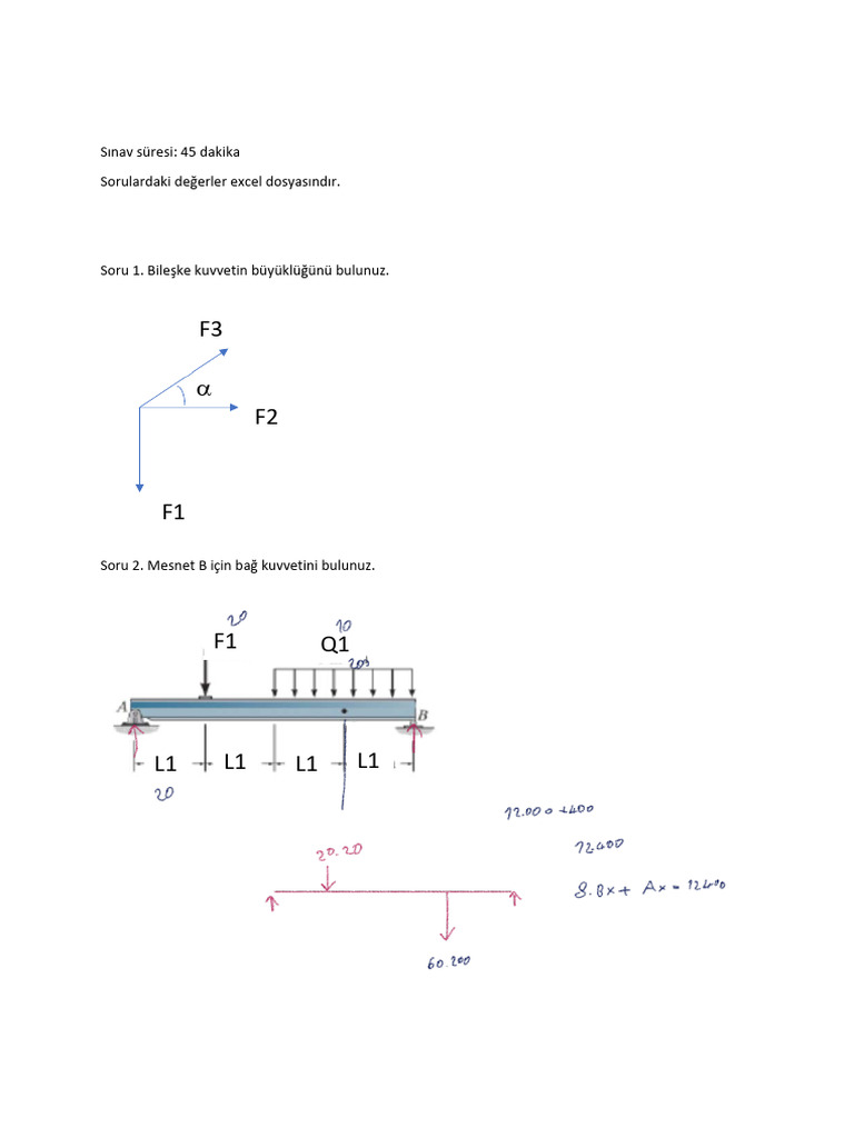 Statik Sınav 1 Sorular 240402 070132 | PDF