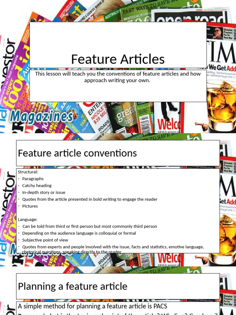 Understanding Feature Article Conventions | PDF | Human Communication | Communication