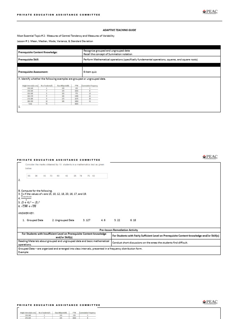 MET 2 - LESSON 1 Mean, Median, Mode, Variance, & Standard Deviation ...