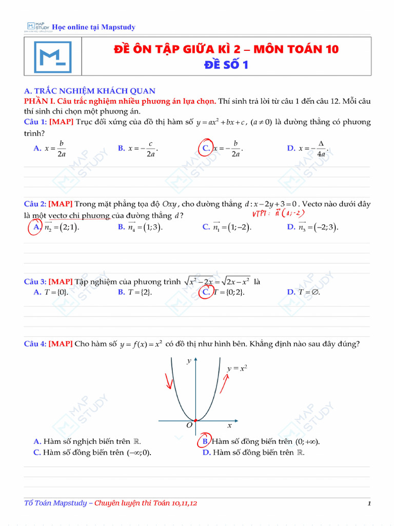 Bản Viết Tay - Đề GK2 Lớp 10 - Đề Số 1 | PDF