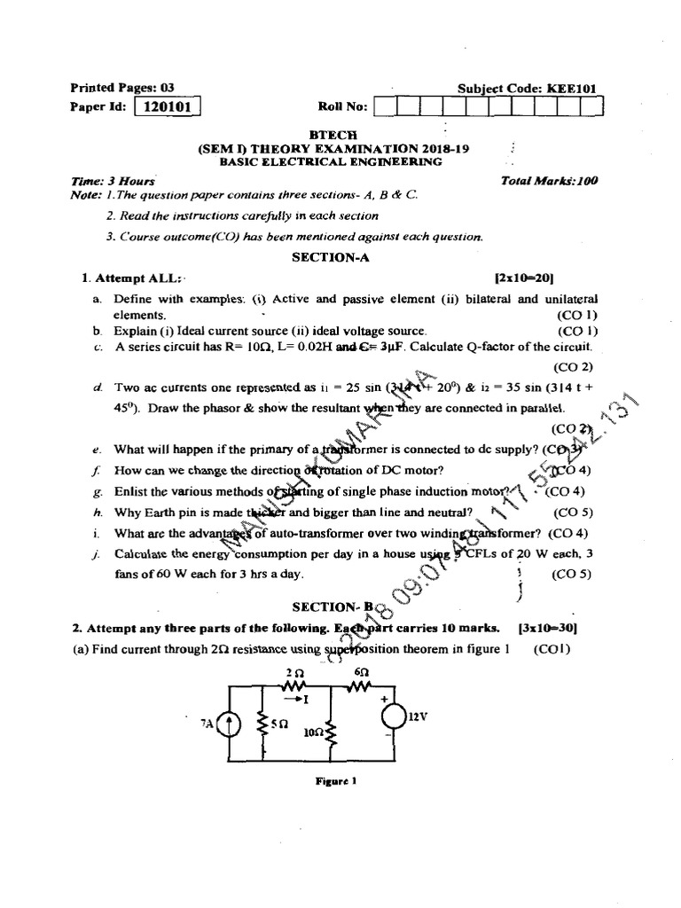 Basic Electrical Engineering Kee 101 18 | PDF