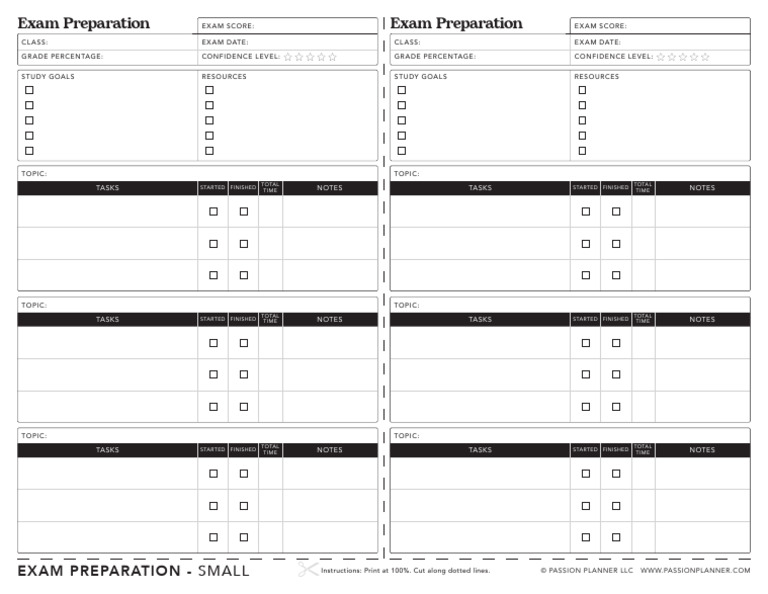 Exam Preparation Planner Template | PDF