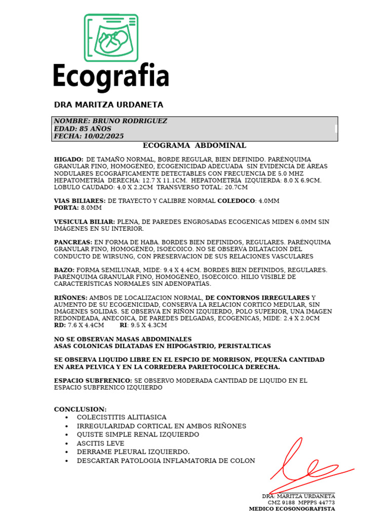 Ecograma Abdominal de Bruno Rodríguez | PDF