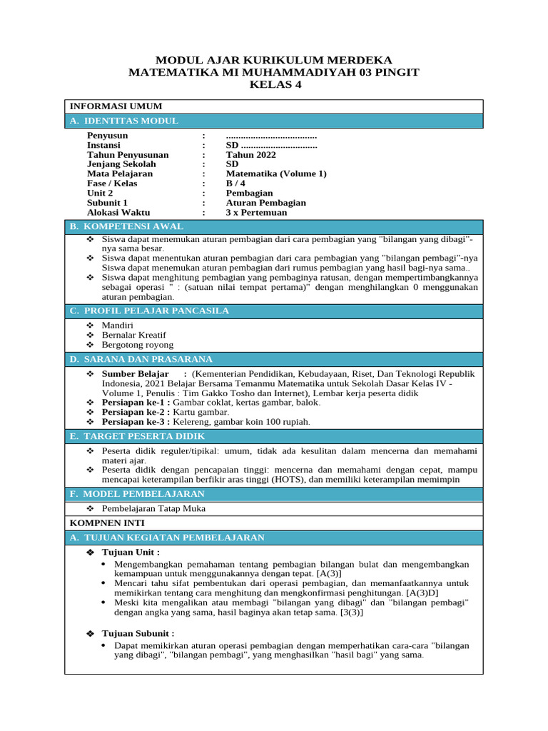 Unit 2 - MA Matematika Kls 4 (Datadikdasmen.com) | PDF