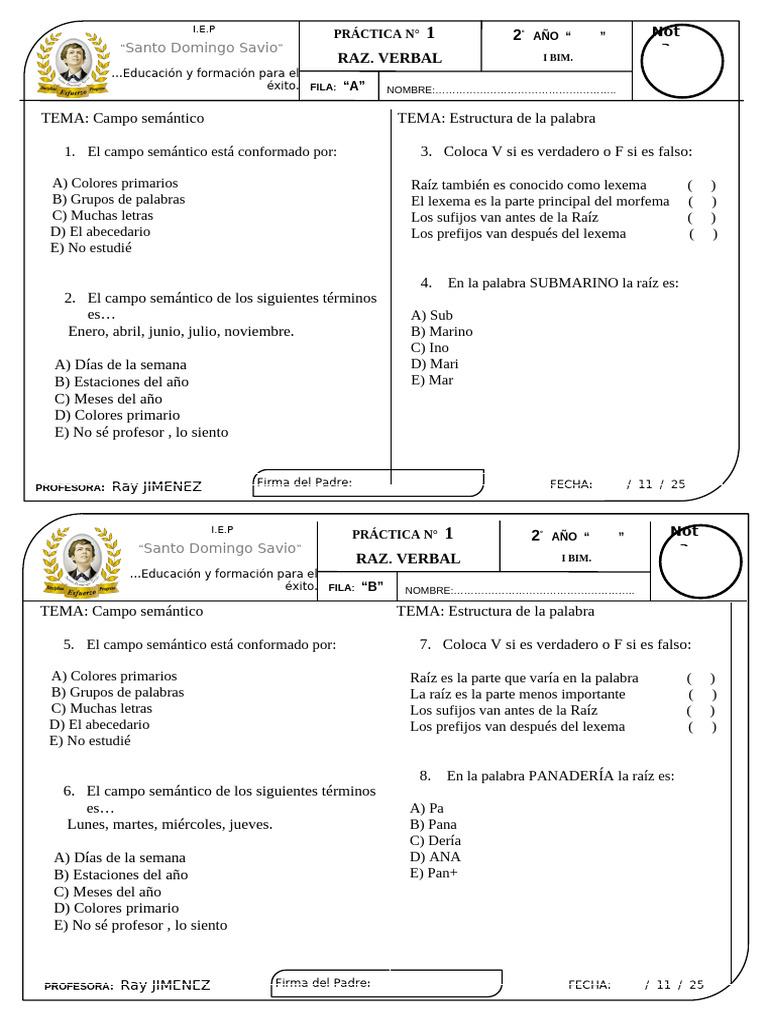 1 - PRÁCTICA 2do | PDF | Morfología | Lingüística