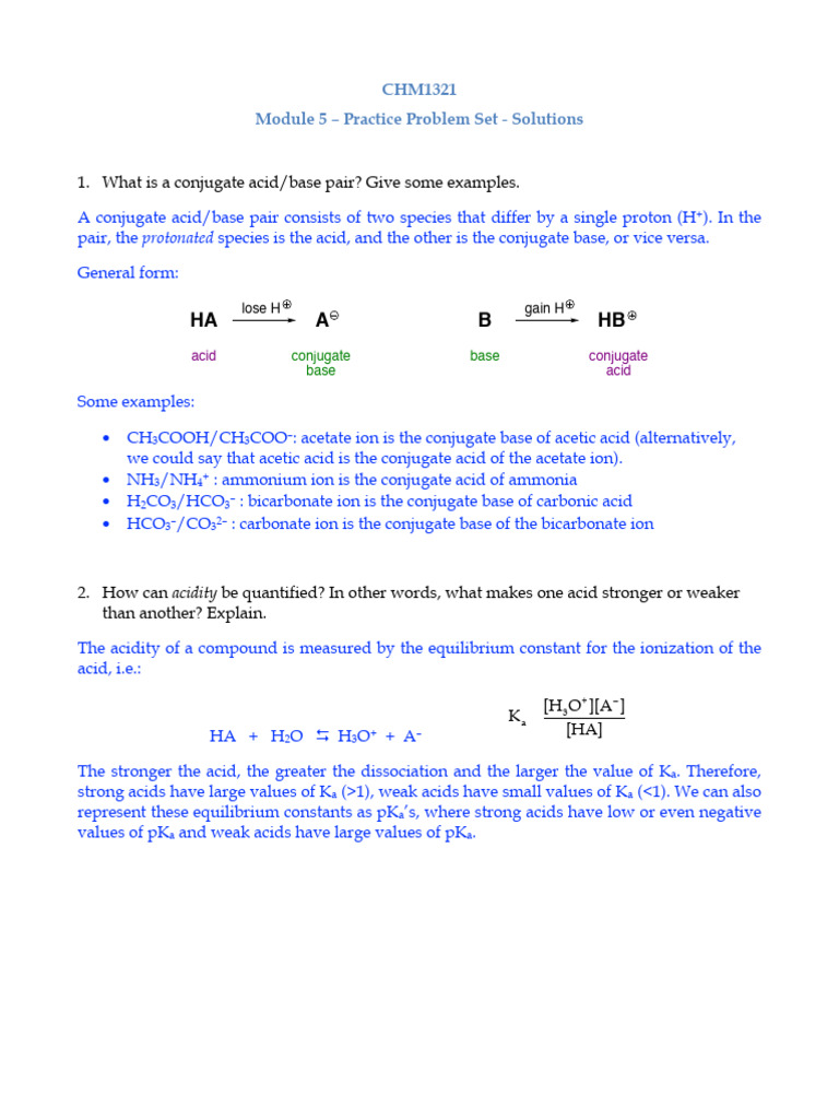 Module 5 Practice Problem Set - Solutions | PDF | Acid | Acid ...
