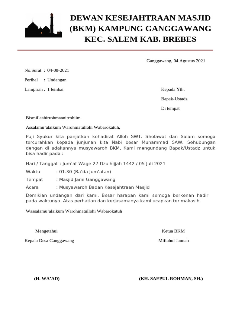 Contoh_surat_undangan_DKM_Masjid (1) | PDF