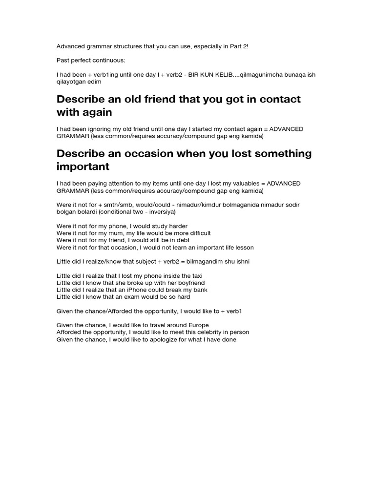 Advanced Grammar Structures in Part 2 PDF @SkillSwapAcademy | PDF