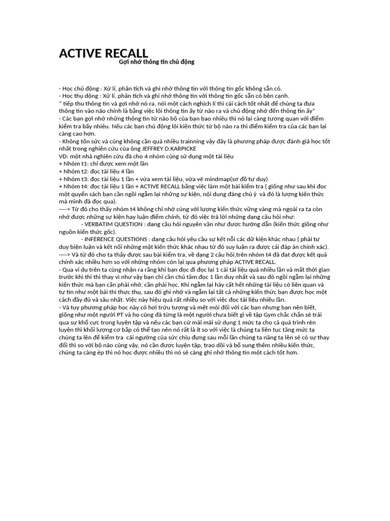 Active Recall | PDF