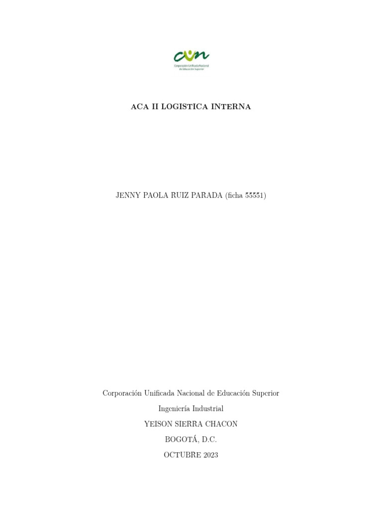 Logistica Interna Aca Ii | PDF | Cadena de suministro | Calidad (comercial)