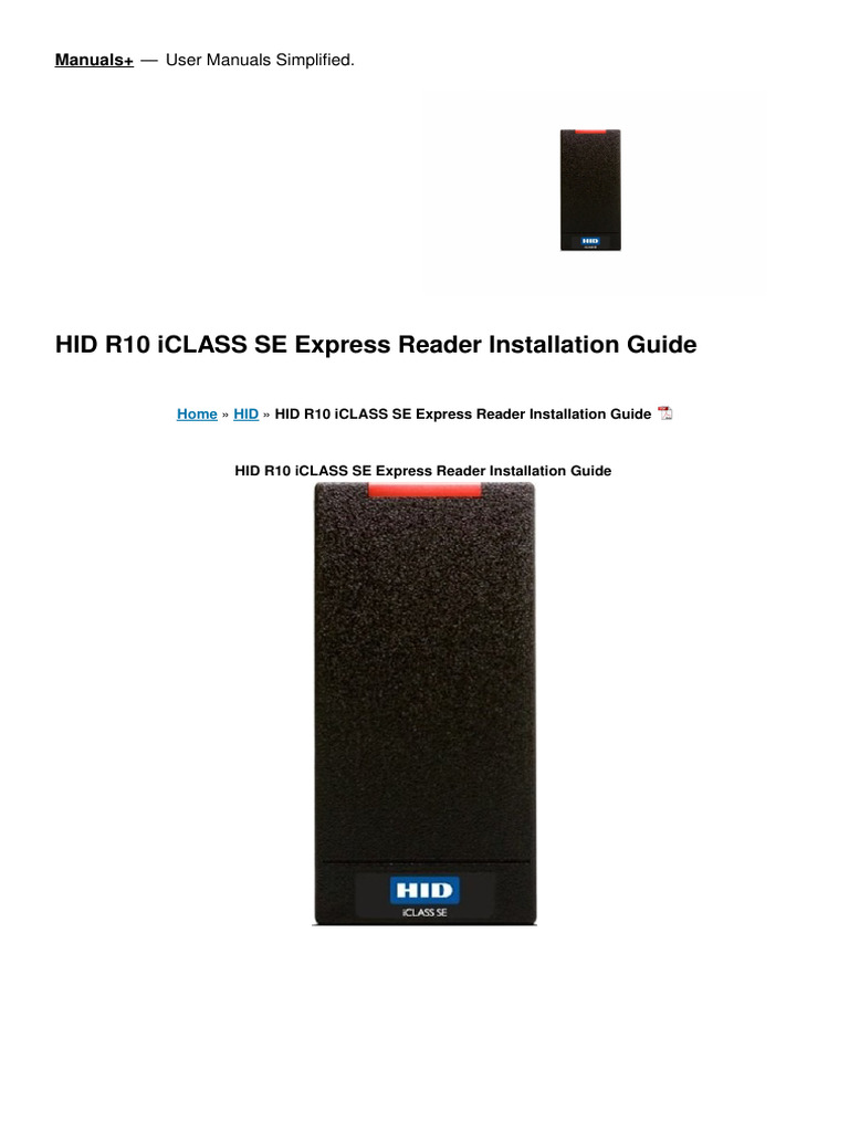 r10-iclass-se-express-reader-manual | PDF | Electrical Engineering | Electronics
