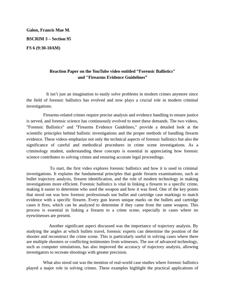 Forensic Ballistics and Evidence Handling | PDF | Forensic Science ...