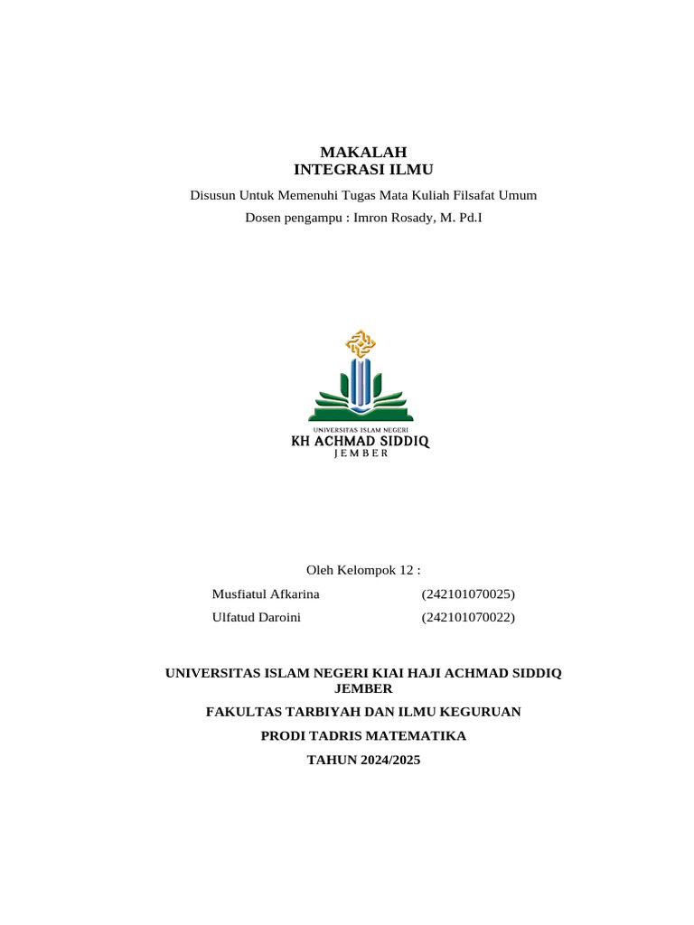 Pengertian dan Paradigma Integrasi Ilmu | PDF