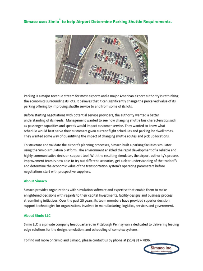 Simaco Helps Airport Determine Parking Shuttle Requirements2 | PDF