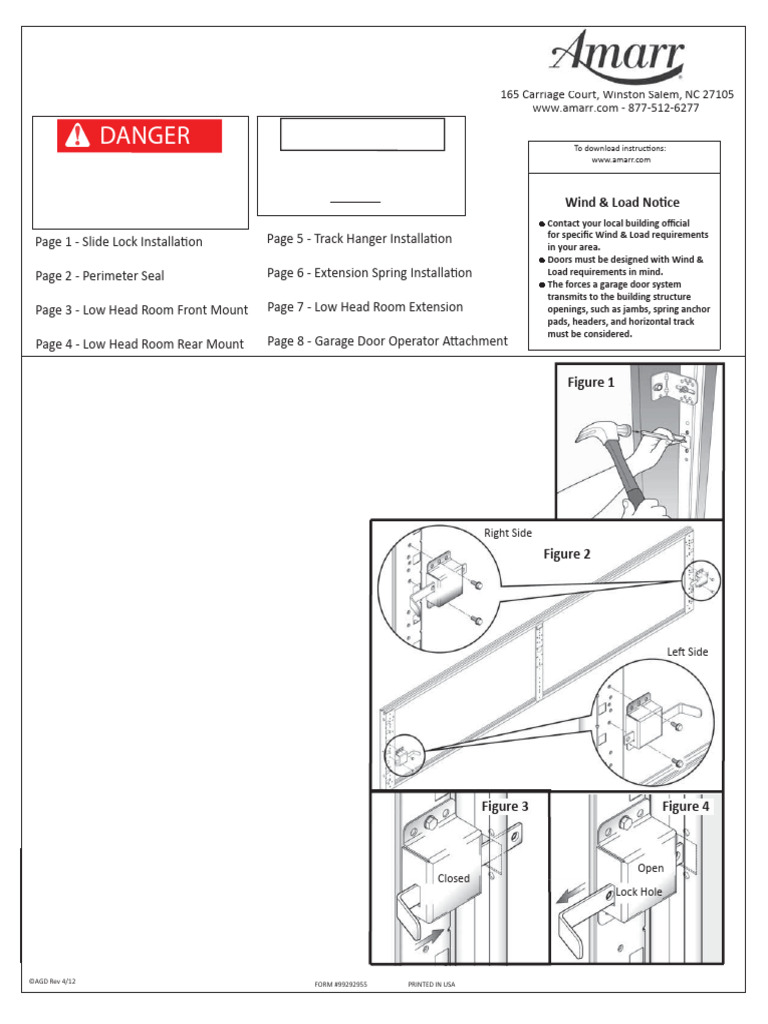 Manual - Amarr Residental Steel Garage Doors Residential-Supplemental ...