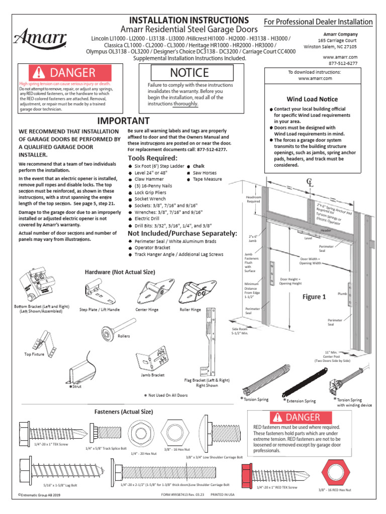 Manual - Amarr Residental Steel Garage Doors Residential-Conventional ...