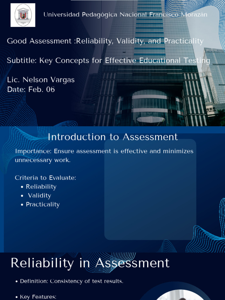 Good Assessment Reliability, Validity, and Practicality | PDF | Educational Assessment ...